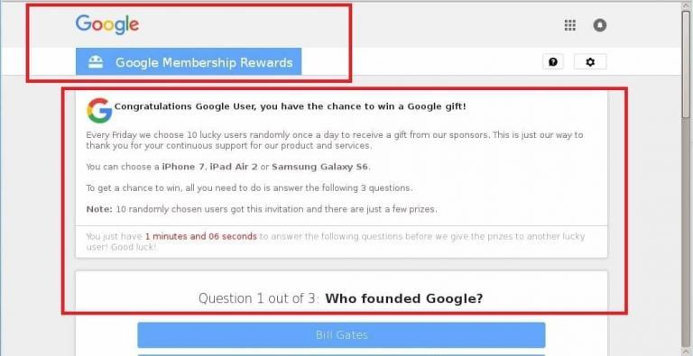Remove Google Membership Rewards Scam