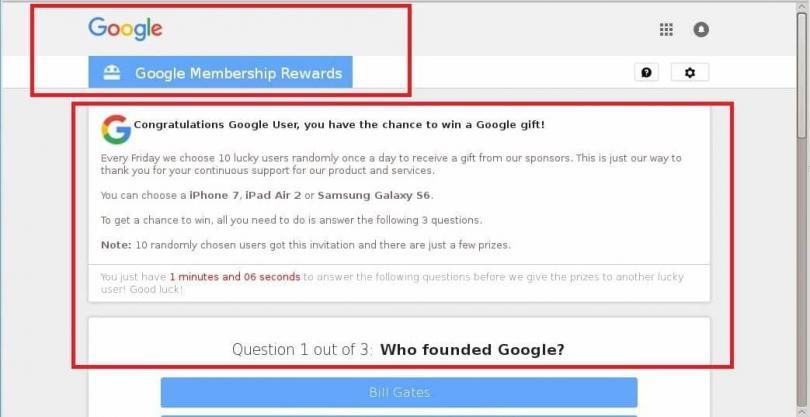 Remove Google Membership Rewards Scam