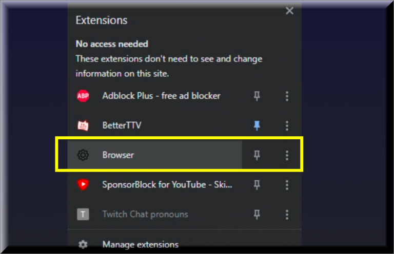 "Browser" Extension Virus Removal